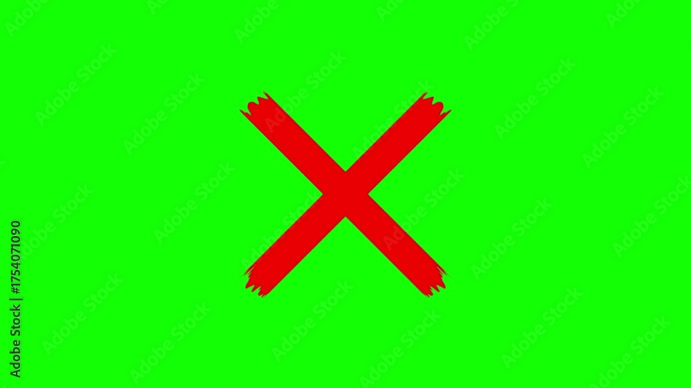 Vidéo Stock Animated Red X Letter and Crossed Lines on Green Background ...