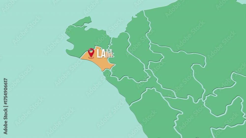 Mapa de Perú con división política resaltando el departamento de ...