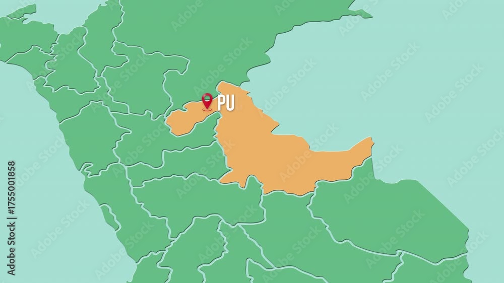 Stockvideon Mapa de Perú con división política resaltando el ...
