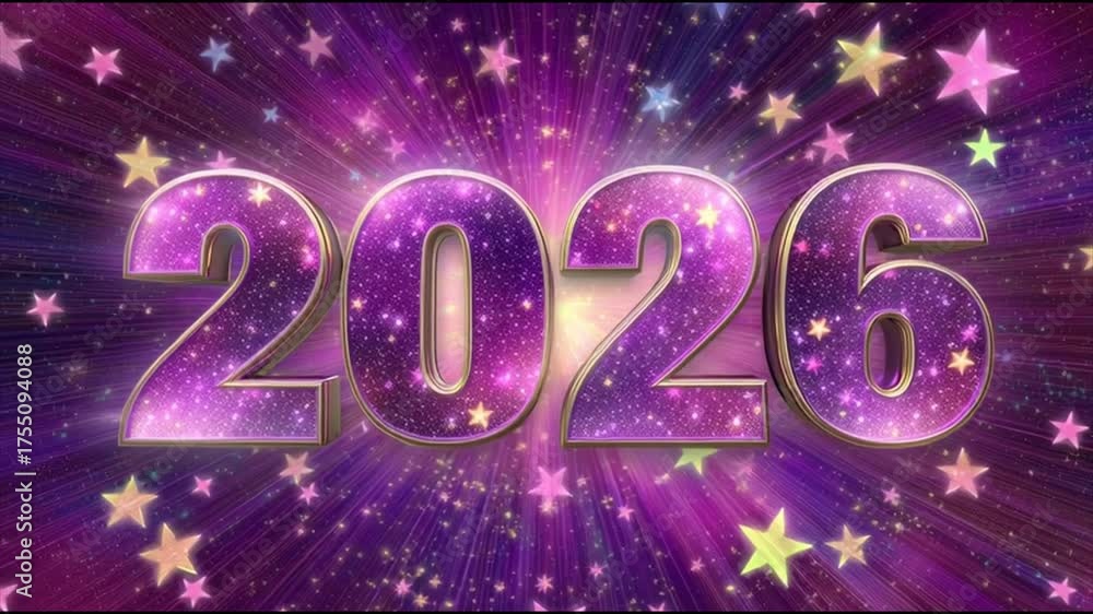Exciting and colorful representation of the year 2026 with cosmic ...