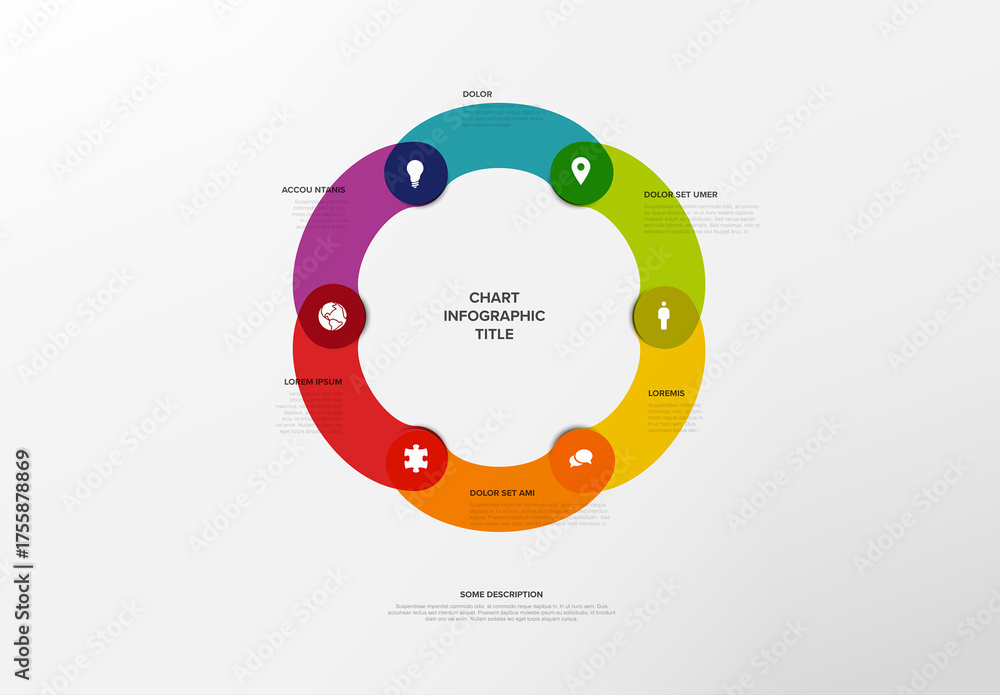 Minimalist Rainbow Color Infographic Circular Cycle Diagram with Icons ...