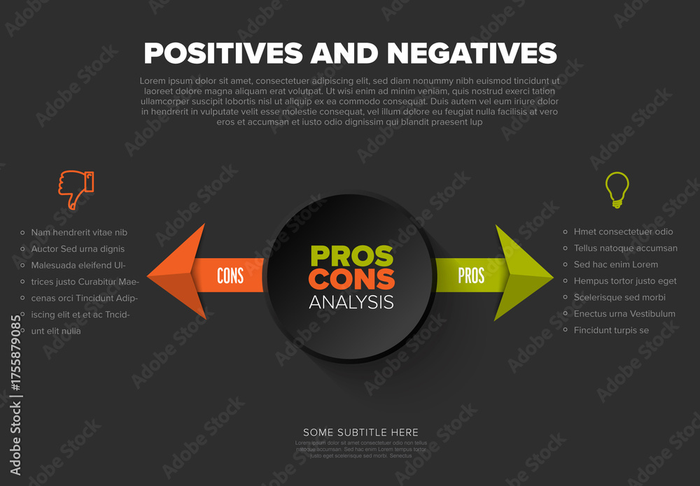 Pros and Cons Analysis - Visual Comparison Chart on Dark Background ...