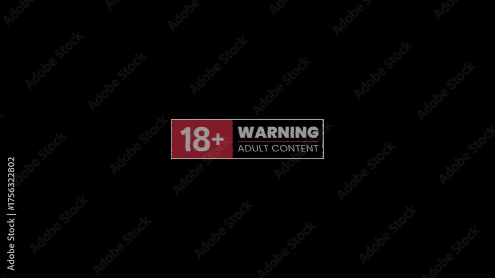 Warning adult content, 18+ older sign symbol on a black background with ...
