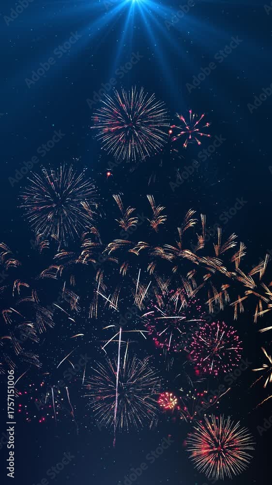Festival fireworks frame. crackers lights in starry night sky firework ...