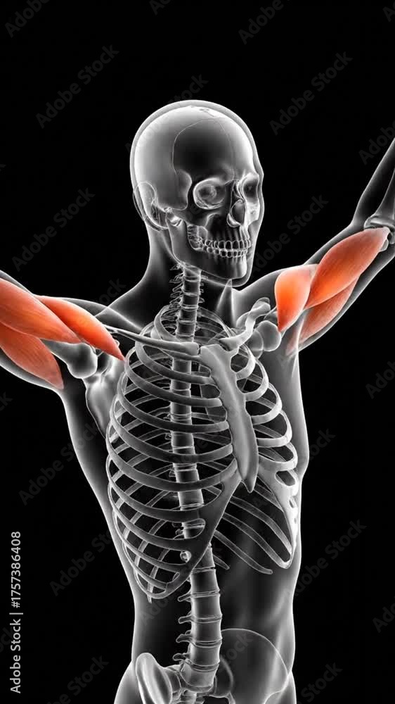 Dynamic 3D Human Anatomy: Biceps Muscle Flexing and Skeletal Structure ...