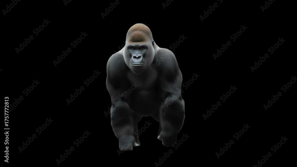 3D Western gorilla Slowly Walking Loop animation with front View on ...
