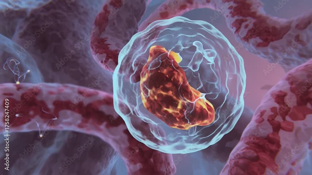 HUMAN MONOCYTE WHITE BLOOD CELL – MICROSCOPIC 3D MEDICAL ANIMATION OF ...