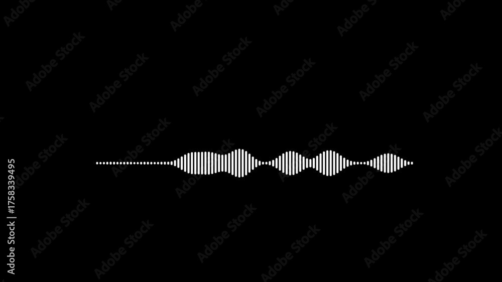 White Digital Audio Waveform Equalizer on Black Background Minimalist ...