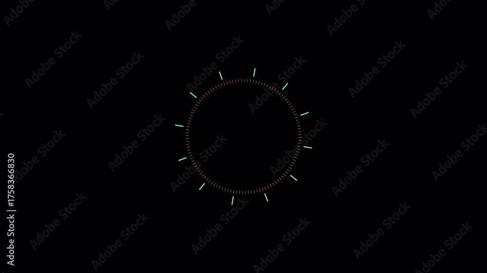 Dynamic Rotating Futuristic HUD Dial with Glowing Ticks in a Seamless ...