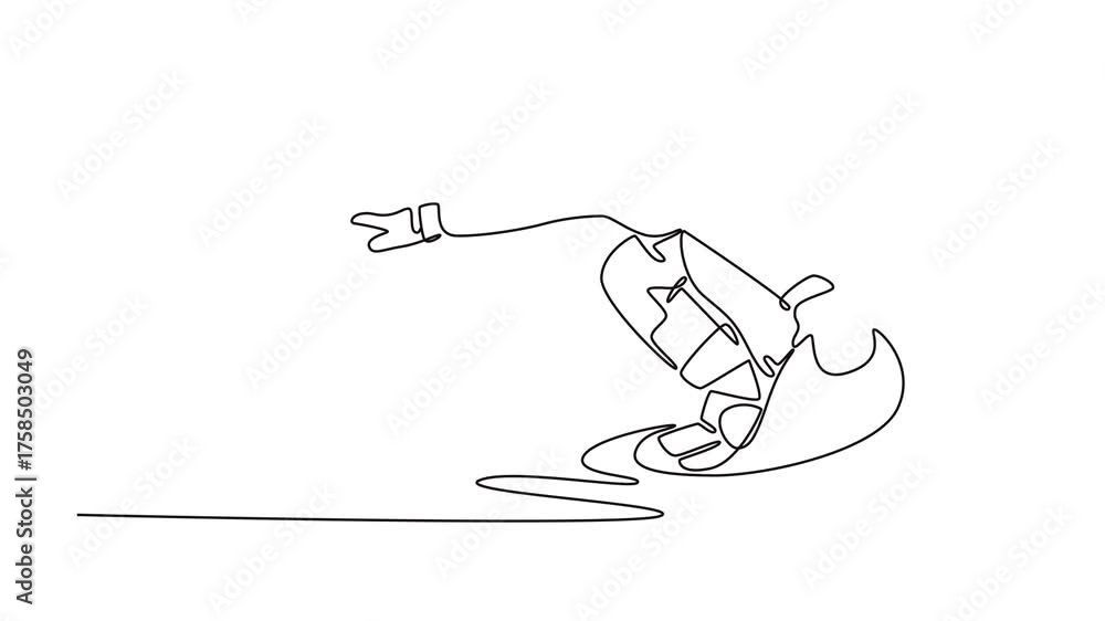 Animated self drawing of continuous line draw attractive male wearing ...