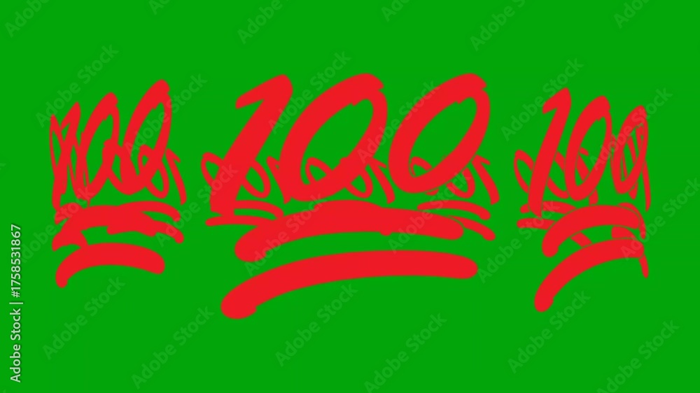 Red Number 100 Rotating Ring Animation on Green Screen Chroma Key 4K ...