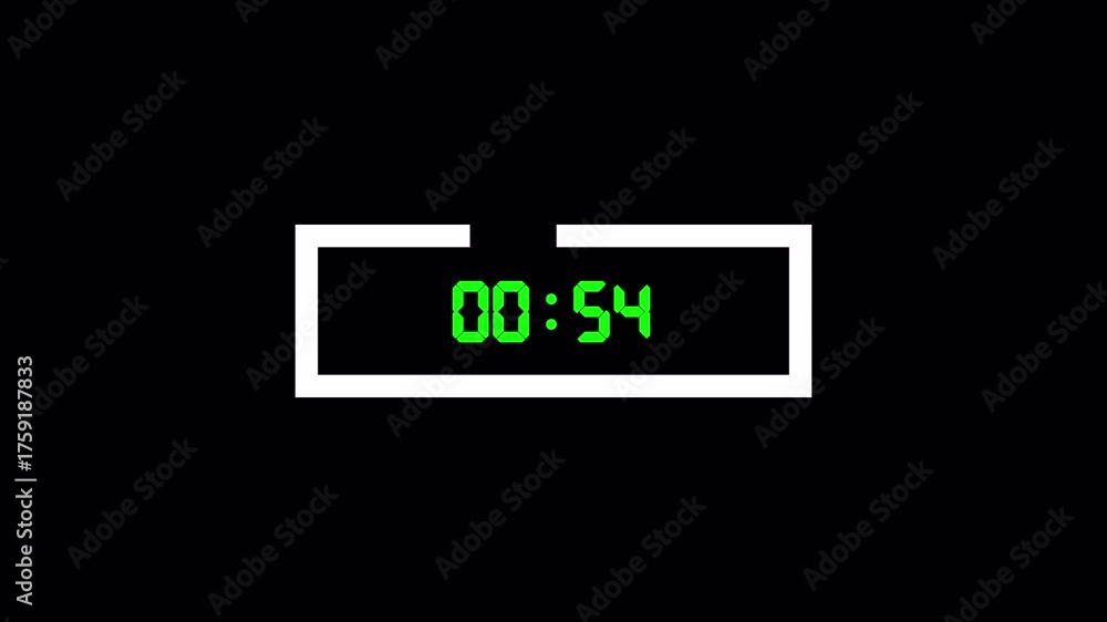 1 Minute Countdown Timer Animation | 60 Seconds Digital Clock for ...