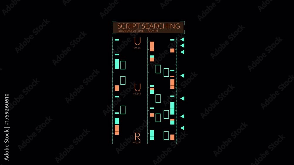Futuristic Sci-Fi HUD Interface: Script Searching Database Active with ...
