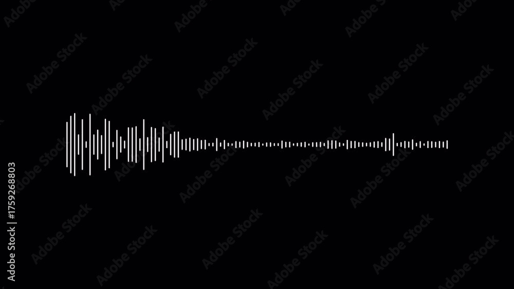 Sound line audio wave visualization voice record animation on black ...