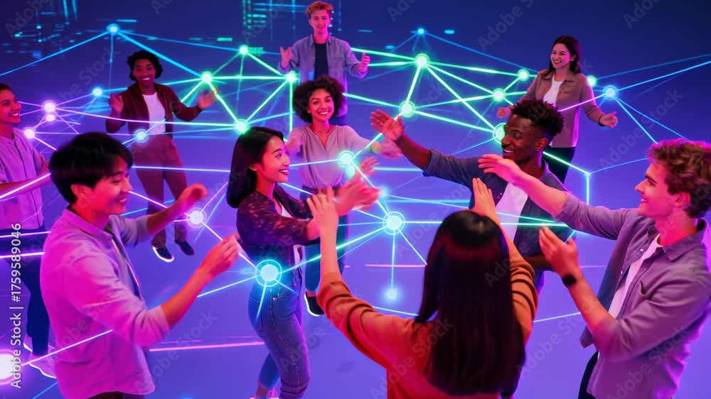Vidéo Stock Interconnected professionals visualize collaborative ...