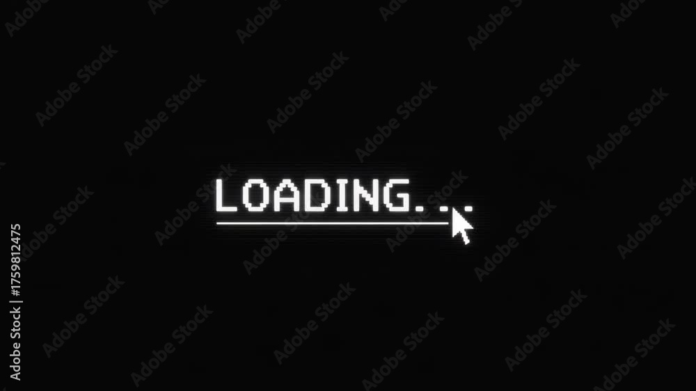 Retro loading screen with pixelated font and cursor animation evokes ...