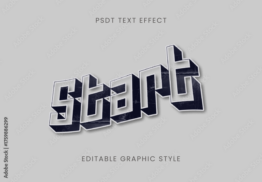 Blue And Grey Warped 3d Text Effect Block Font Stock テンプレート | Adobe Stock
