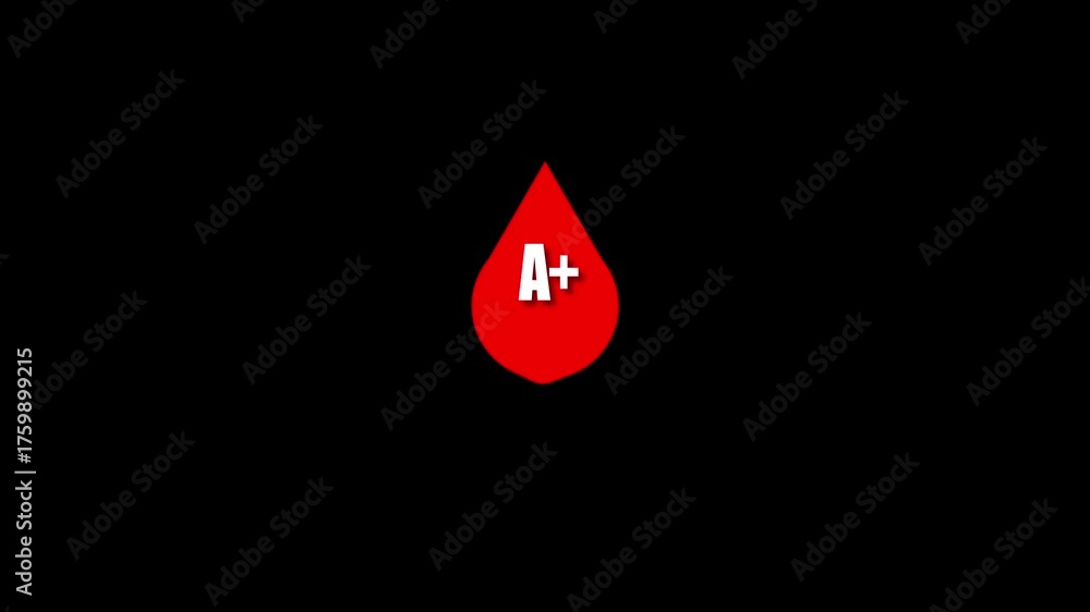 Eight blood drops appearing on screen symbolizing the Blood groups in ...
