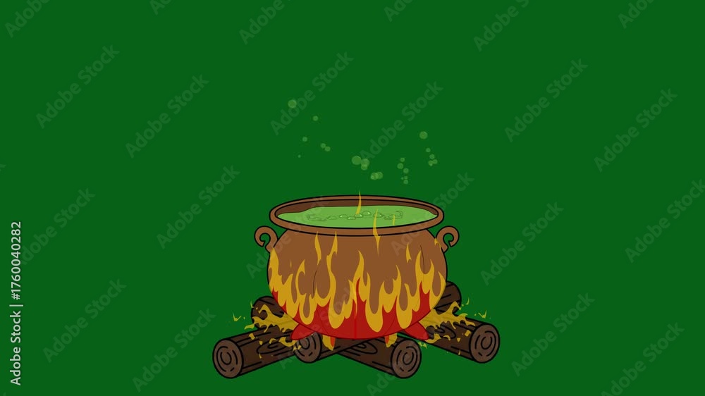 Animated Bubbling Cauldron Green Screen Loop - Fire, Smoke, and Magic ...