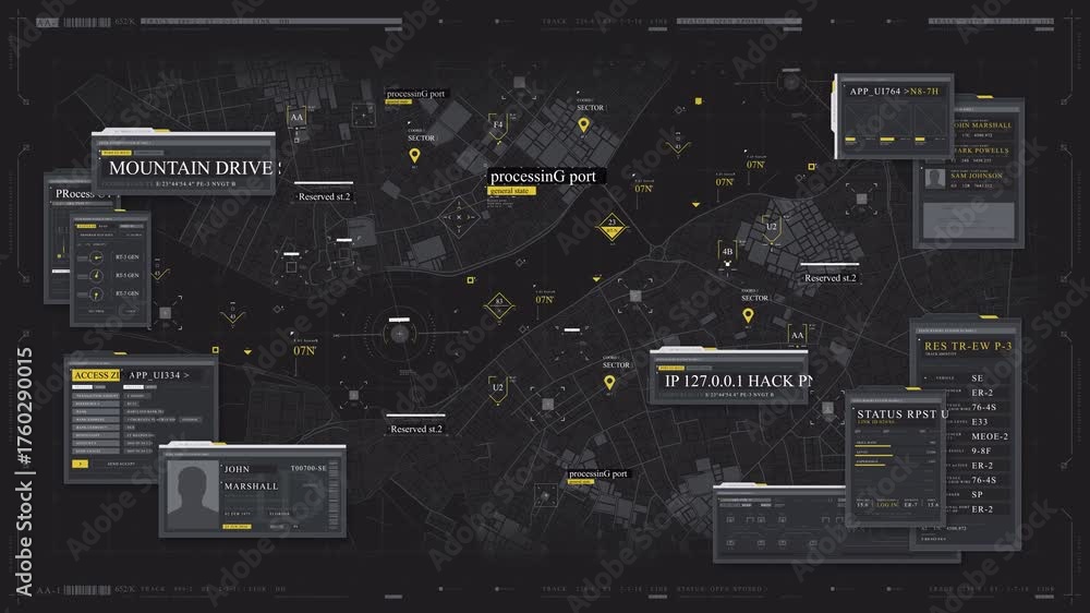 Cyberpunk City Map: Data Streams, Hacking, and Surveillance Network ...