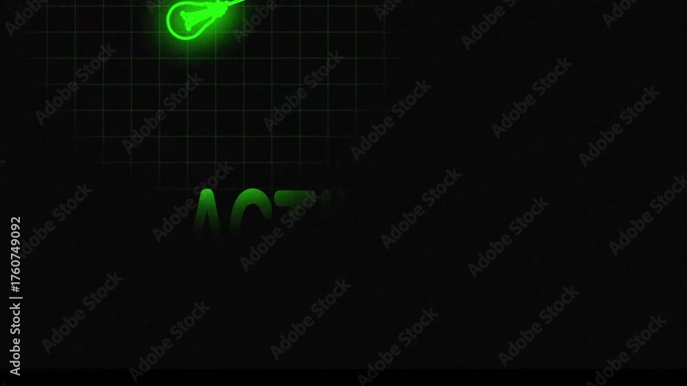 Light bulbs activate on a grid background with the text activated ...