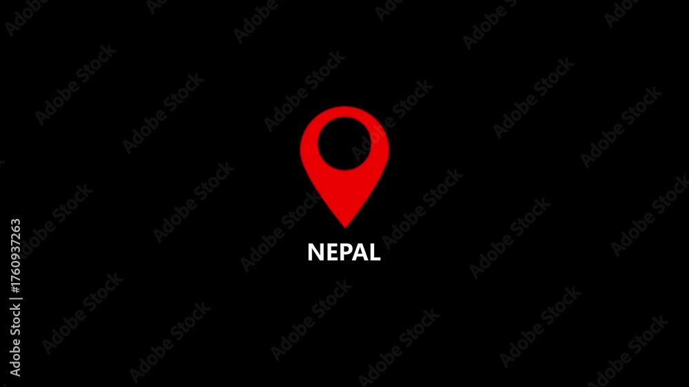 Nepal map label with location pin symbol. Nepal name with location icon ...