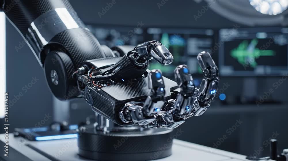 Robotic Arm in Operating Room - Close-up of a robotic arm positioned ...