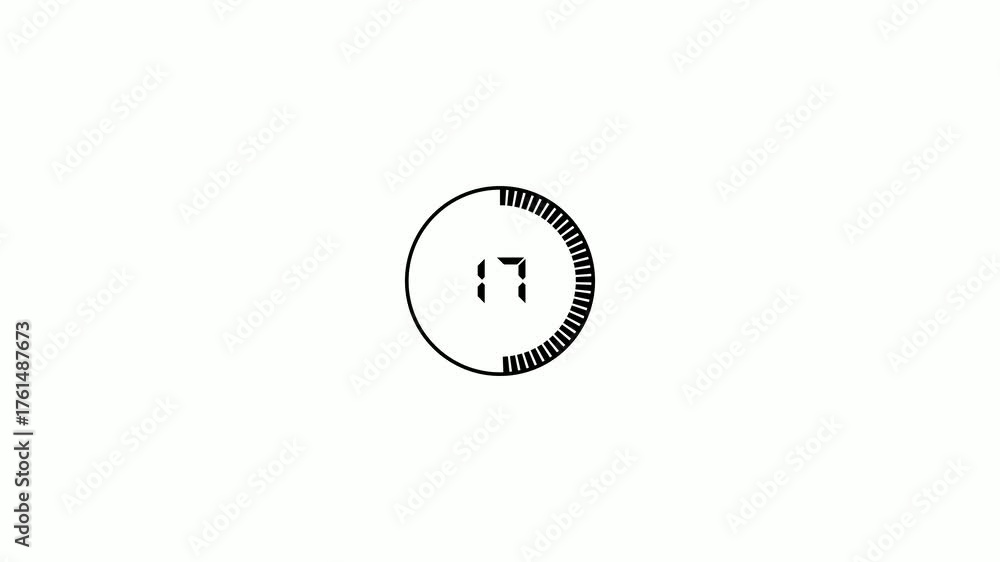 Countdown Timer from 20 to 0 Seconds, Circular Dashes, 4K Alpha, white ...