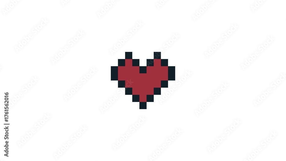 8-bit pixel art red beating heart icon. looped animation 4k 30fps Stock ...