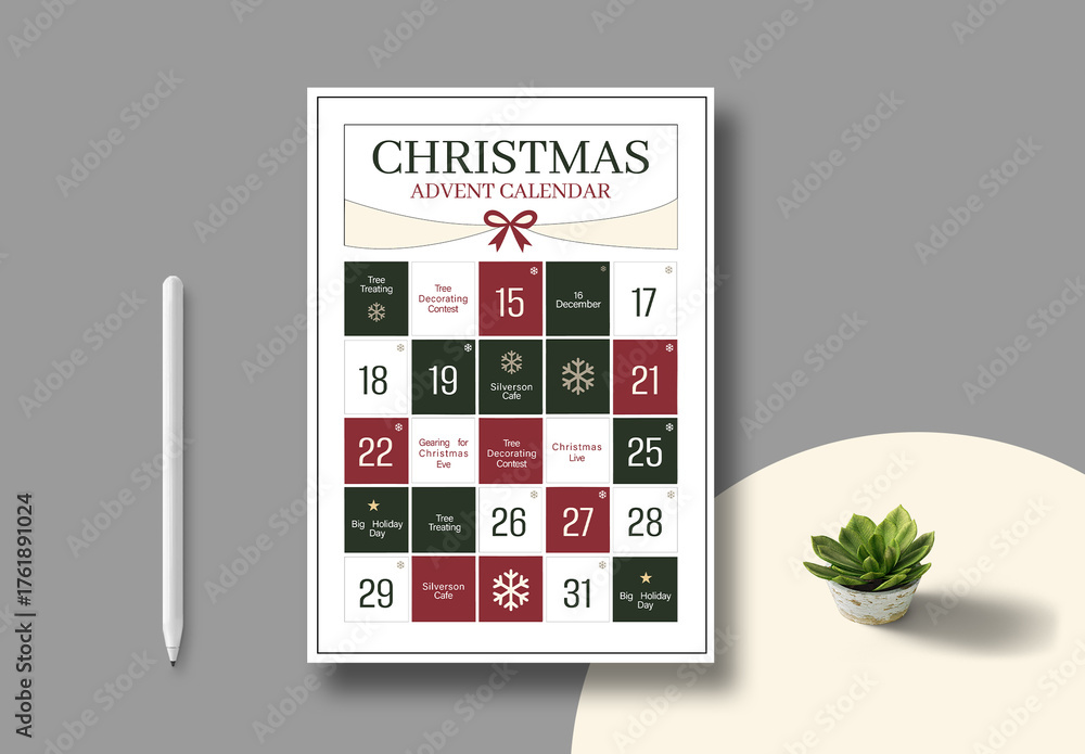 Christmas Advent Calendar Flyer Template Layout plantilla de Stock ...