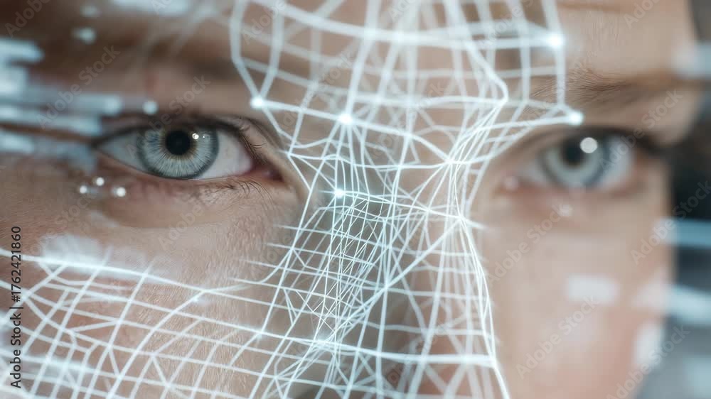 Close-up of AI neural network mapping emotional responses across human ...