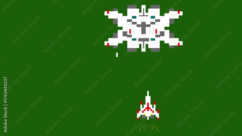 Vidéo Stock 8-bit pixel art animation of a spaceship facing an enemy ...