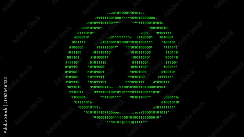 video animation at arroba symbol email designed with binary code system ...