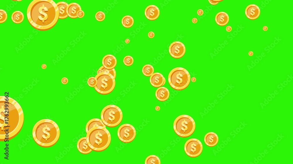Gold coins exploding loop background 4k. Seamless loop animation with ...