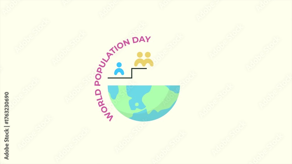 Animation video of earth with human population growth ladder, for ...