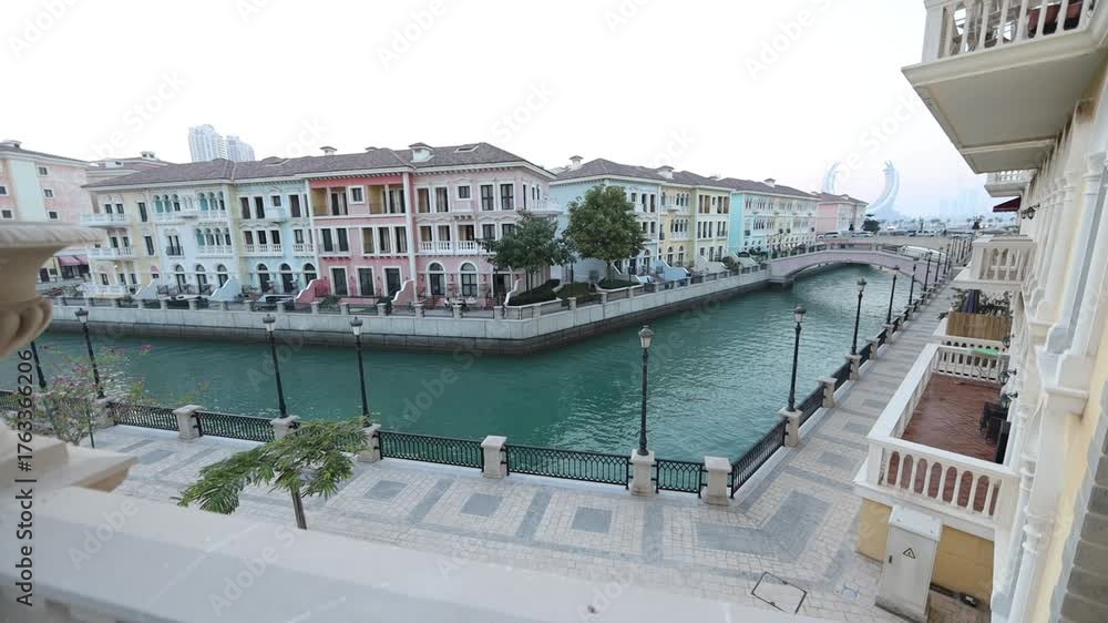 Doha, Qatar - October 10 2025: Beautiful Venetian-style houses and ...