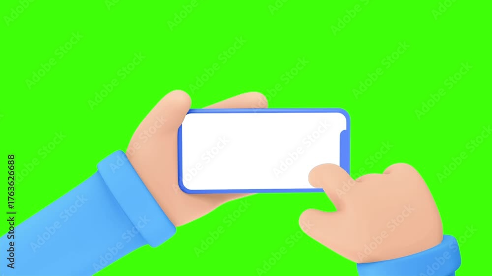 Handphone Horizontal Touch Zoom In green screen icon animation with ...