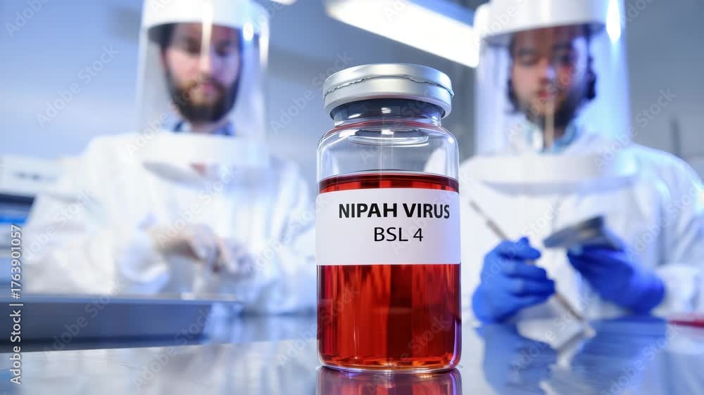 Vidéo Stock Nipah virus research in high-security laboratory, BSL 4 ...