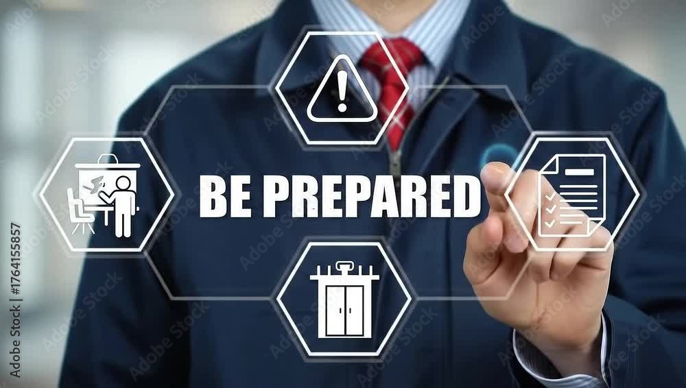 BE PREPARED. Concept of Emergency Preparedness Plan. Business Evacuation Training. Emergency ...