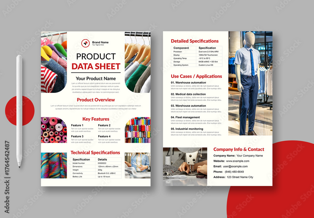 Product Data Sheet Template Layout Stock Template | Adobe Stock