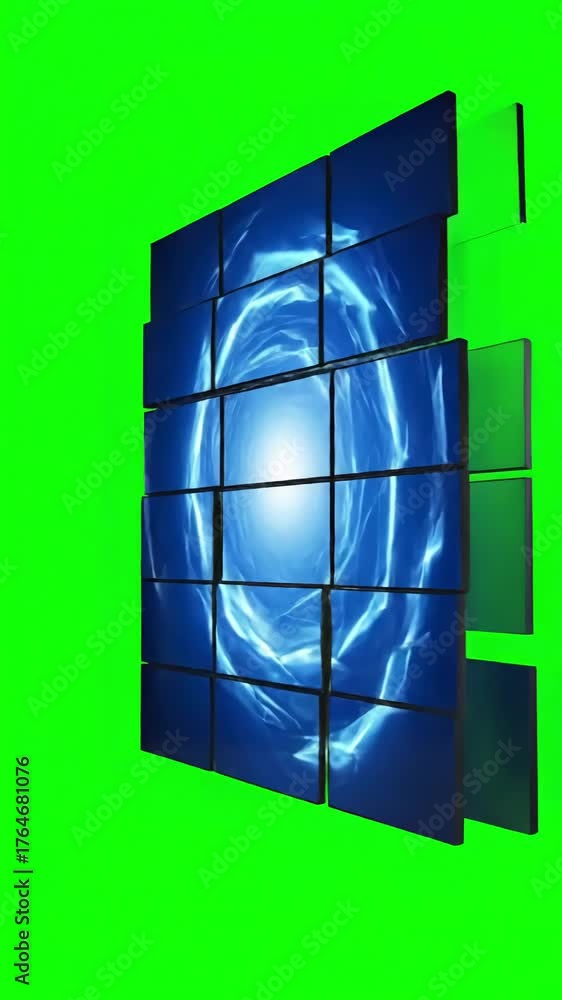 Abstract Rotating Screen Array with animated video wall green 4k ...