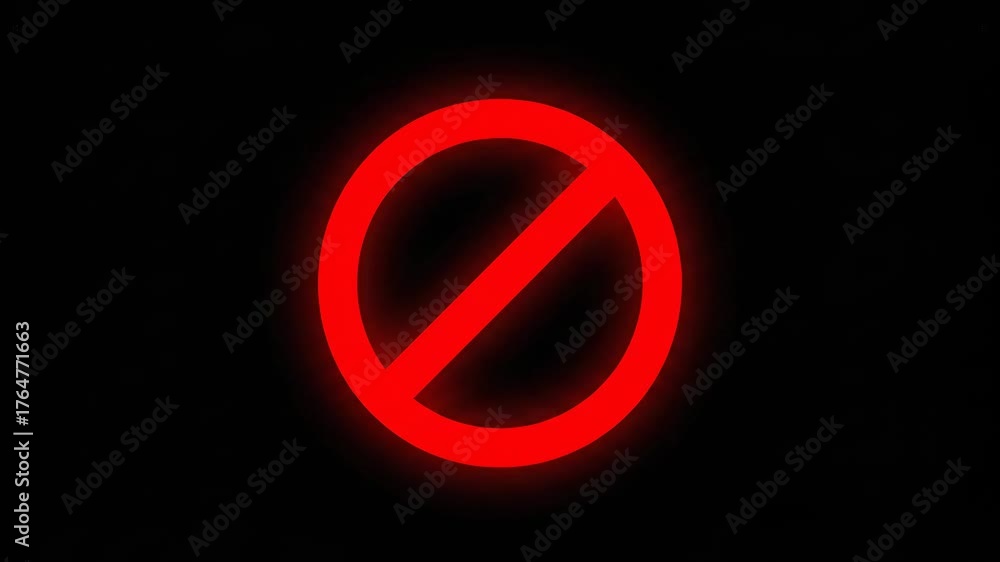 Banned Video. Warning, stop or no entry forbidden red circle on black ...