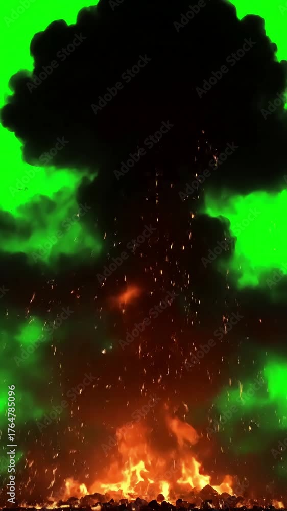 Visual Effects Asset with 4k animation of an massive explosion on black ...