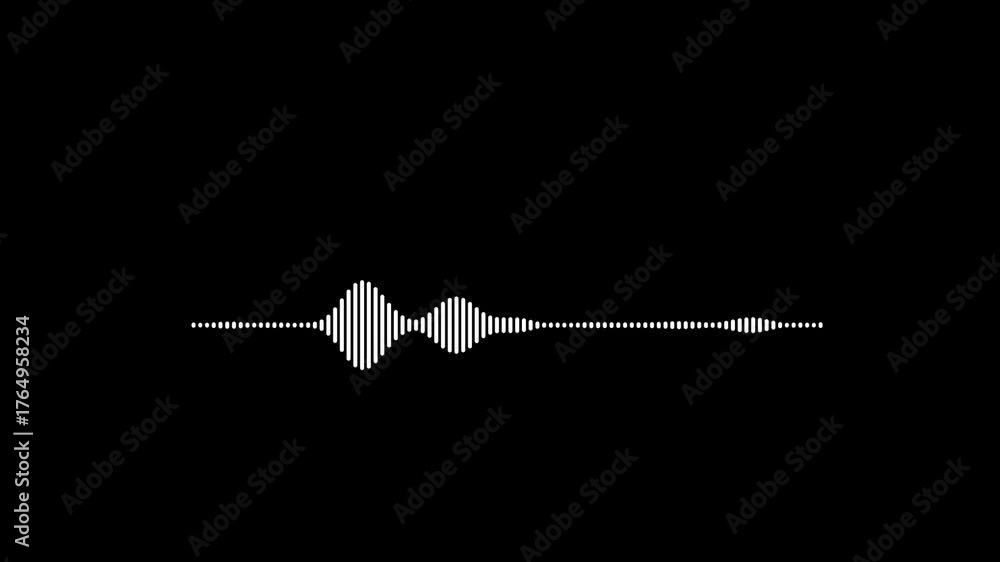 White Line Audio Frequency Wave Animation on Black Background 4K ...