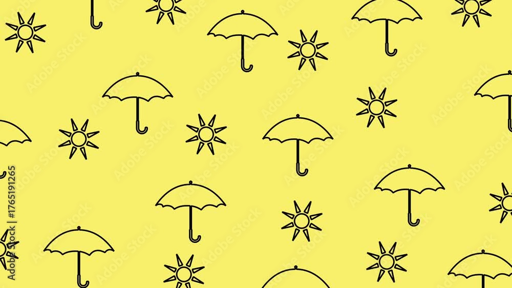 Looping animation featuring umbrella and sun icons moving smoothly ...