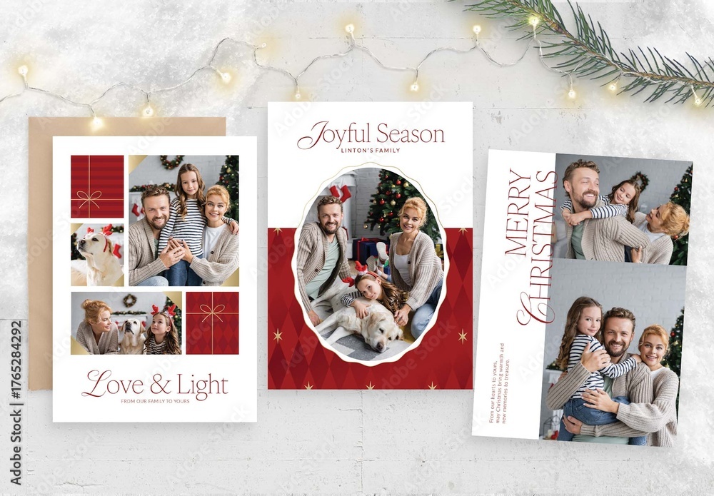 Elegant Christmas Greetings Card Template & Holiday Photo Card Flyer ...
