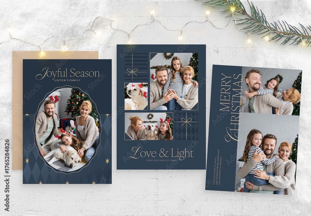 Elegant Christmas Greetings Card Template & Holiday Photo Card Flyer ...