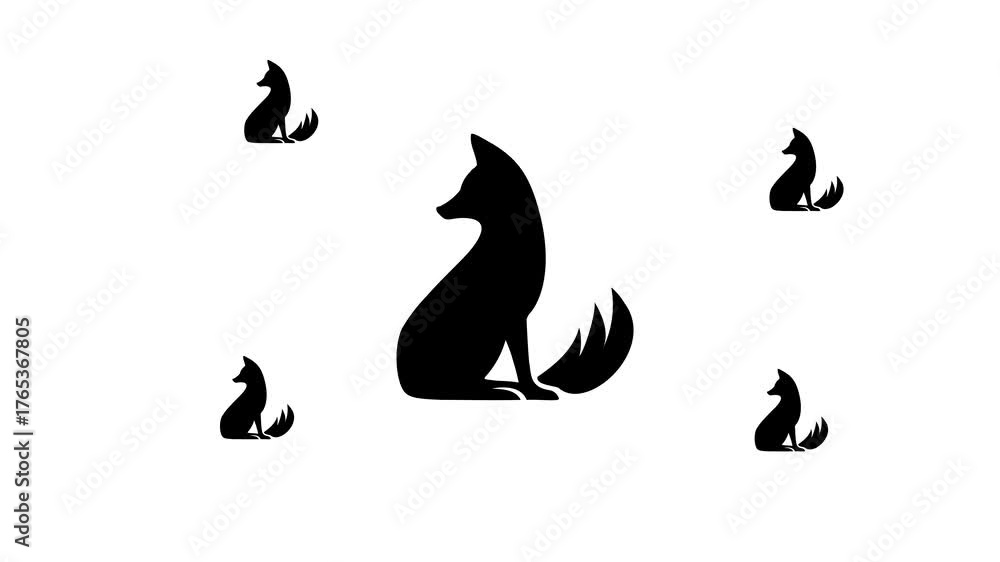 Zoom in and out animation the fox symbol. Large black symbol in the ...
