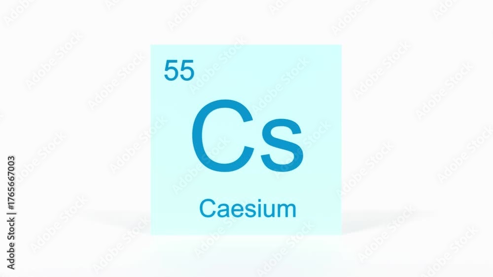 Cesium Element 4K Render - Periodic Table Box with Atomic Number 55 ...
