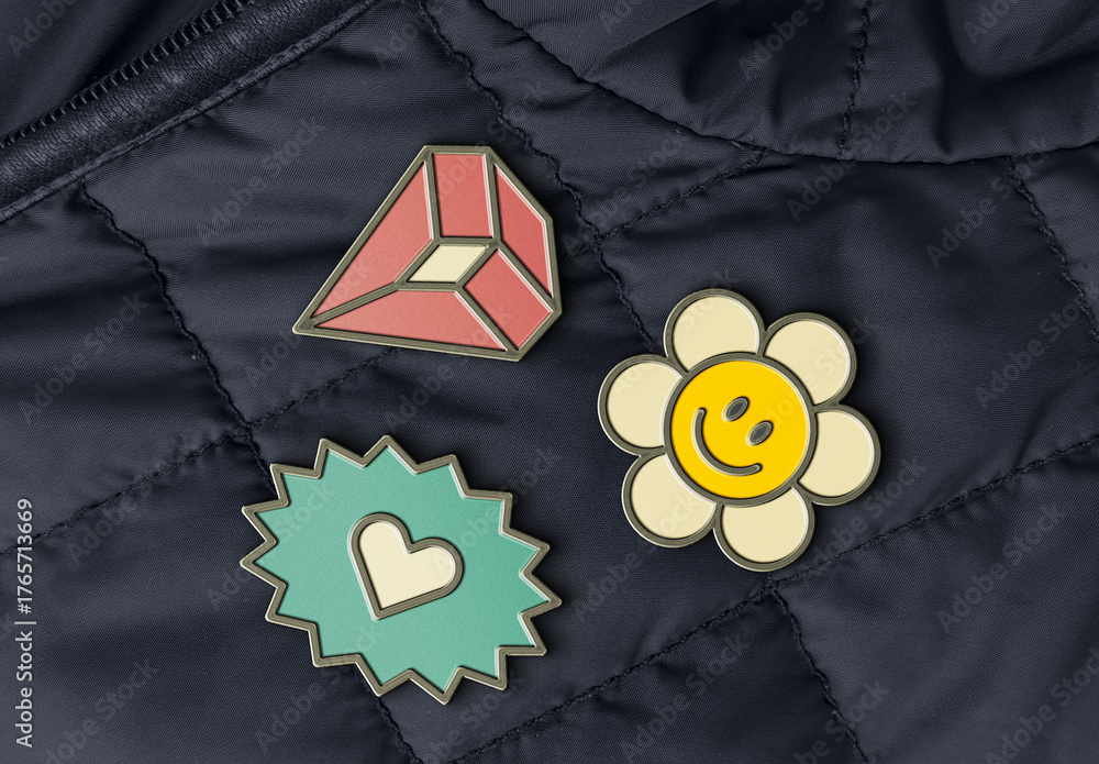 Enamel Pin Jacket Mockup Stock Template | Adobe Stock